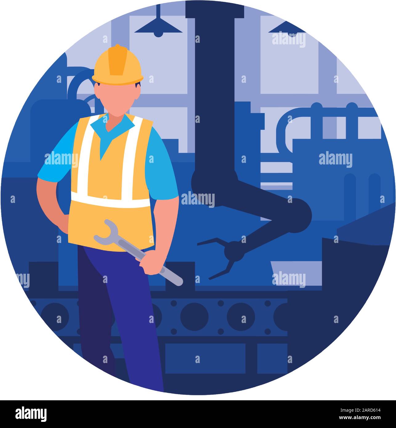 man working on the conveyor vector illustration design Stock Vector ...