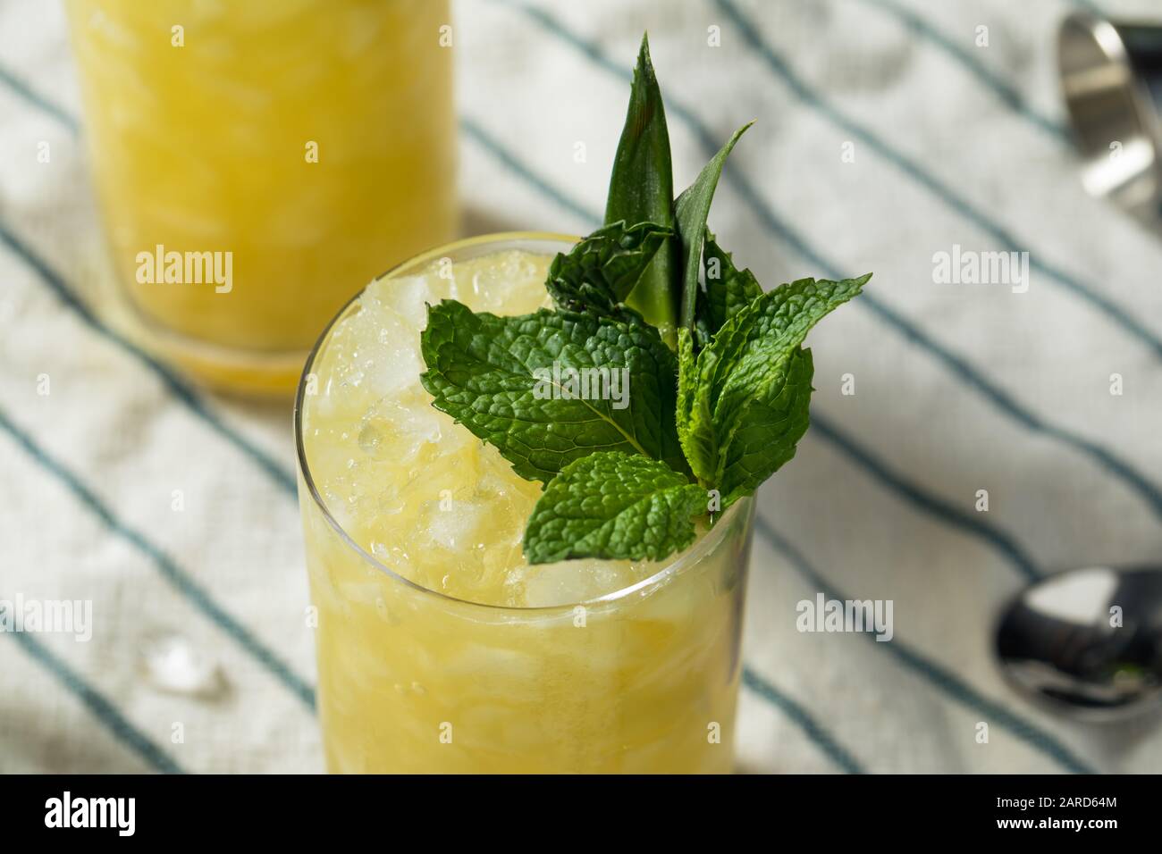 Homemade Boozy Green Chartreuese Swizzle Cocktail with Mint Stock Photo ...