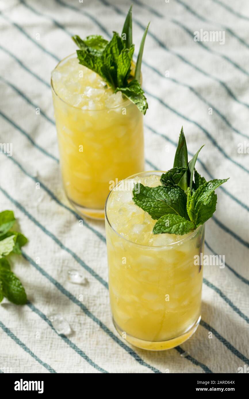 Homemade Boozy Green Chartreuese Swizzle Cocktail with Mint Stock Photo ...