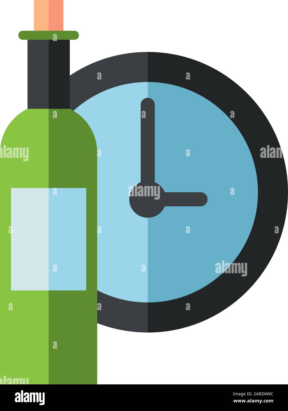 wine bottle drink with time clock Stock Vector Image & Art - Alamy
