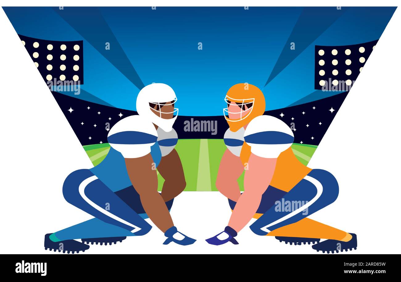 team of football players of rugby , sportsmen with uniform vector ...