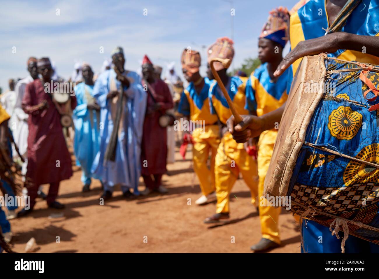 Musicians playing traditional Nigerian instruments during the ...