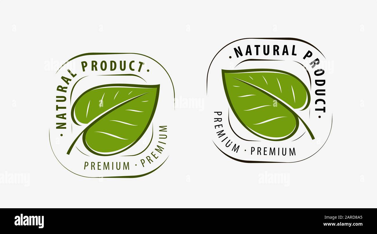 Natural product logo. Leaf symbol or label vector illustration Stock ...