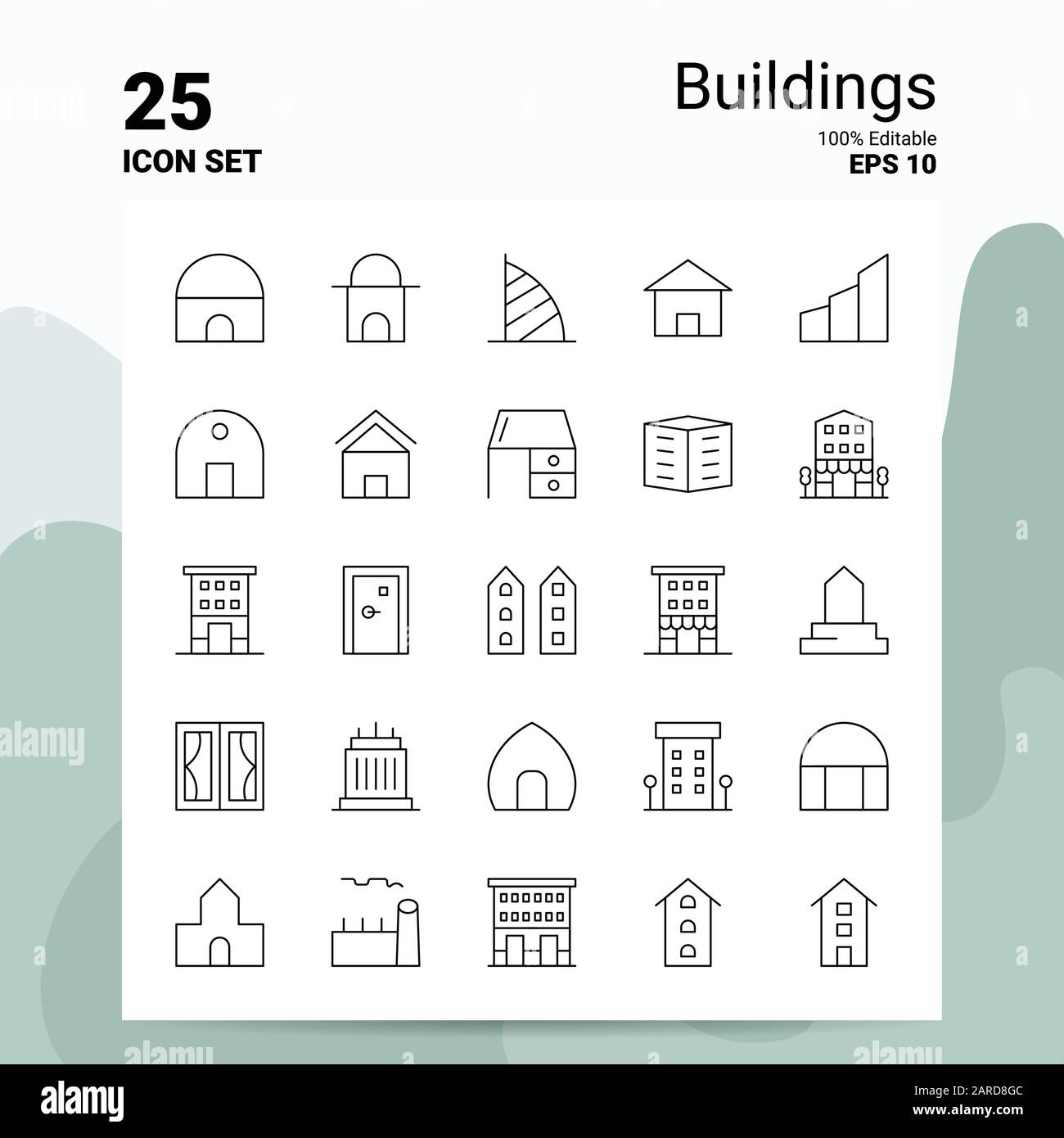 25 Buildings Icon Set. 100% Editable EPS 10 Files. Business Logo ...