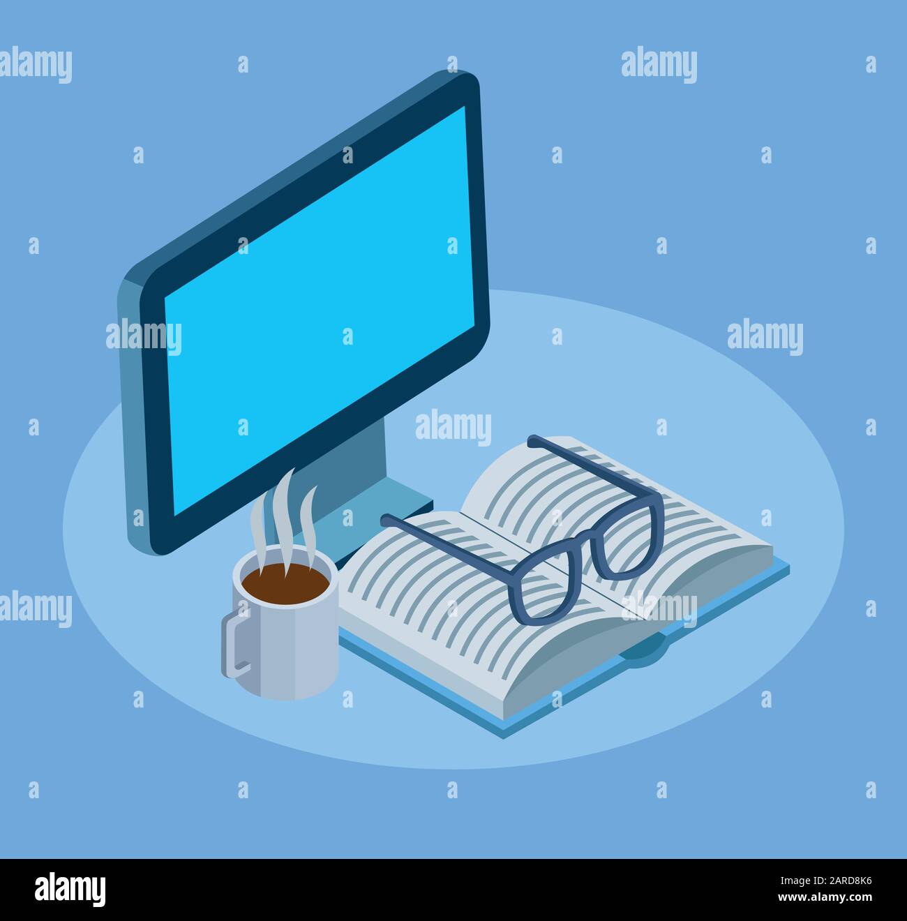 Coffee glasses reading book library Stock Vector Images - Alamy