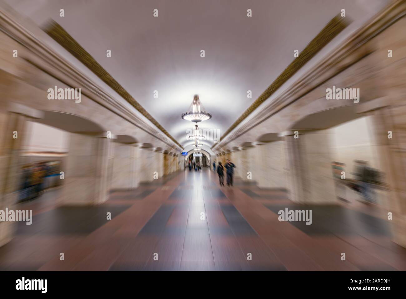 Blurred image of the metro station interior Stock Photo - Alamy