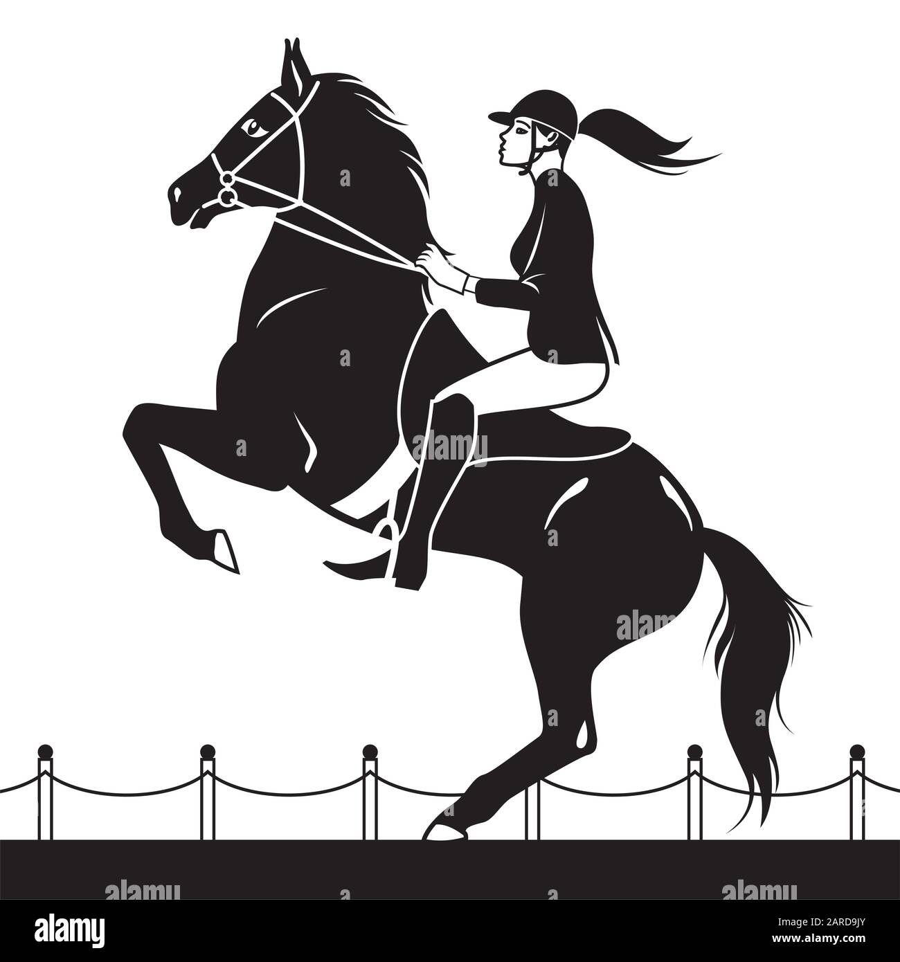 Jockey riding a horse shows jumping – vector illustration Stock Vector ...