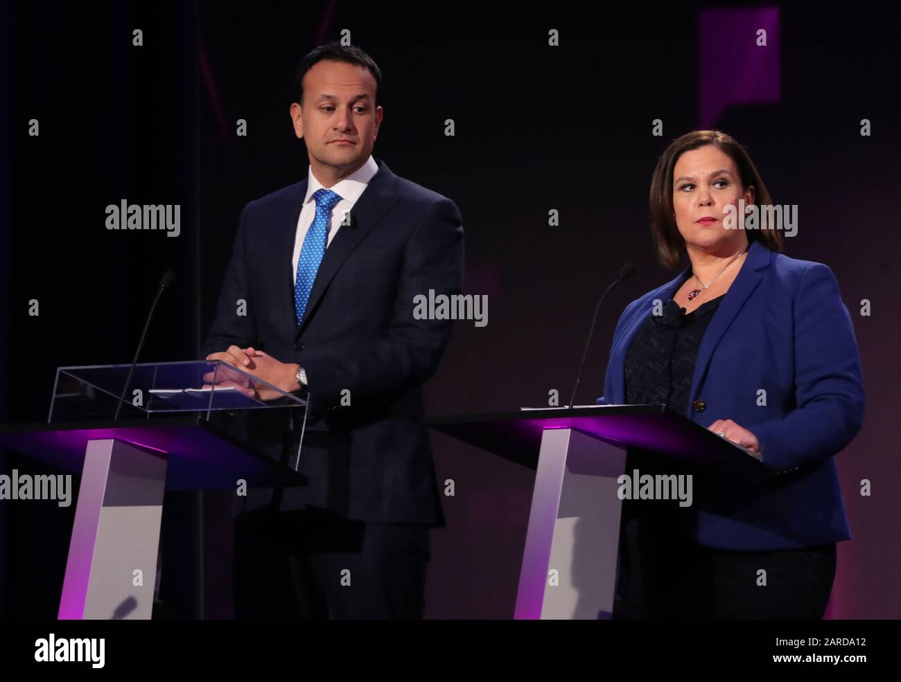 Fine Gael leader, Taoiseach Leo Varadkar and Sinn Fein leader Mary Lou ...