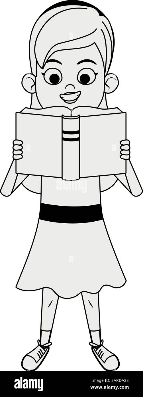 cartoon woman standing and reading a book Stock Vector Image & Art - Alamy