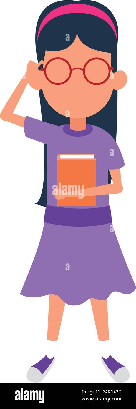 cute girl standing with a book icon Stock Vector Image & Art - Alamy