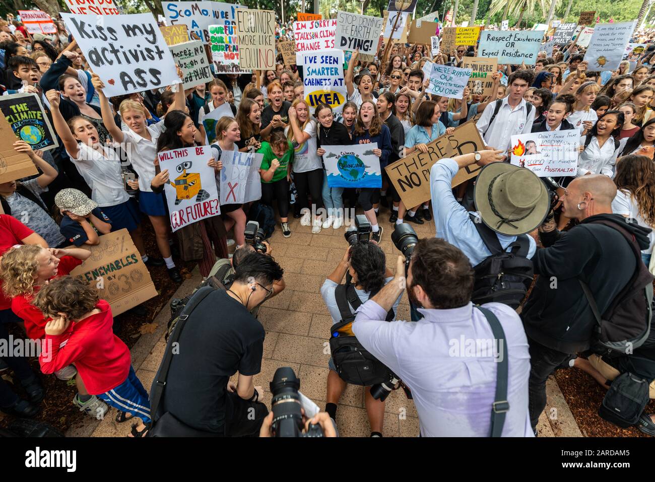 Sydney, Australia - March 15, 2019 - 20 000 Australian students gather ...