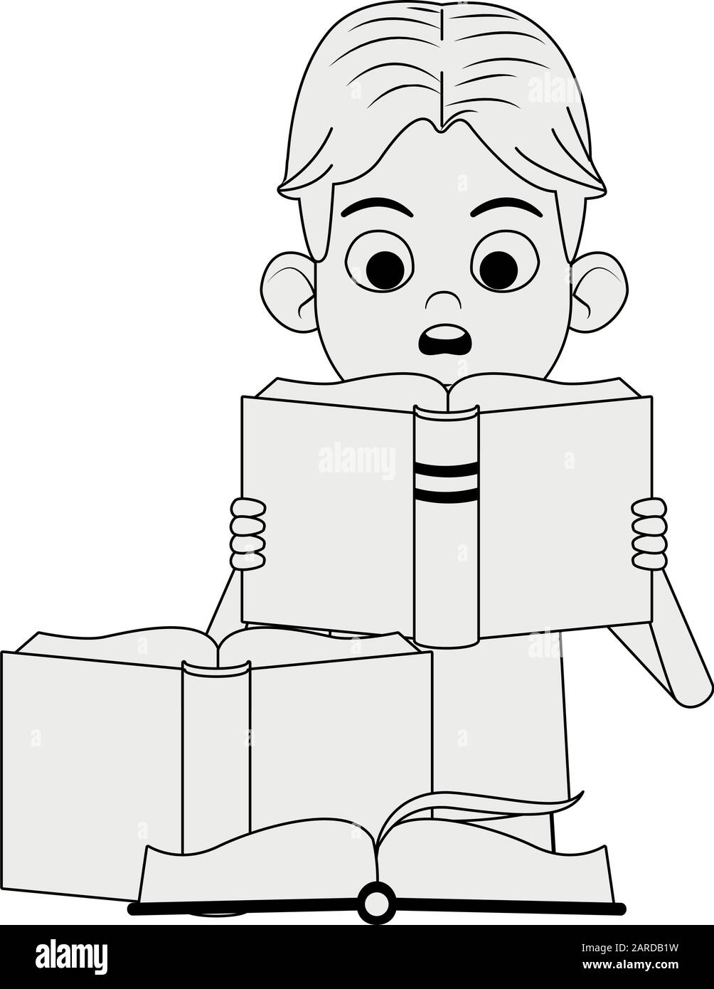 cartoon boy with books icon Stock Vector Image & Art - Alamy
