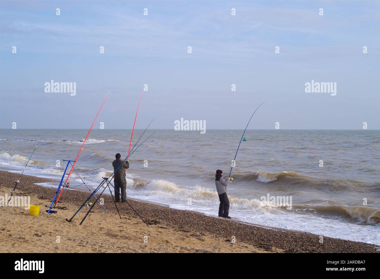 Beach casting at Holland on Sea Stock Photo - Alamy