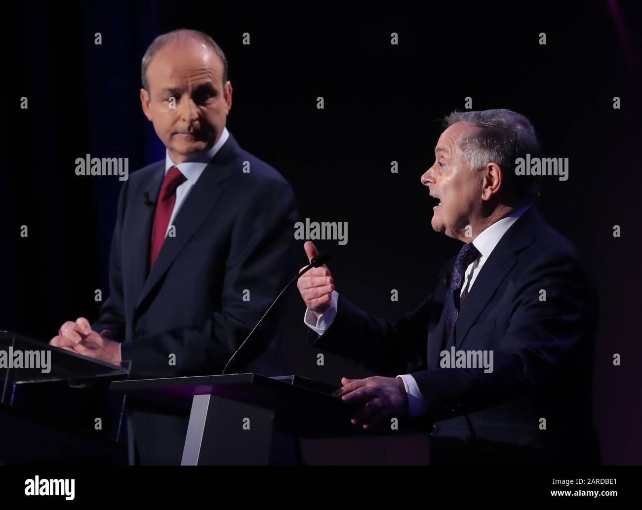 (left to right) Fianna Fail leader Micheal Martin and Irish Labour ...