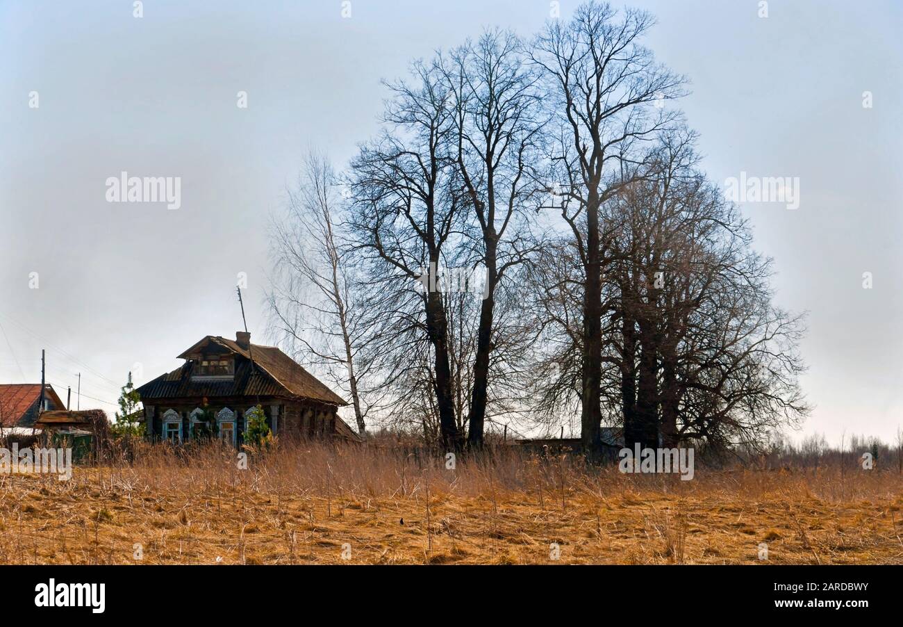 Russian village landscape in Russia Yaroslavl region Stock Photo - Alamy