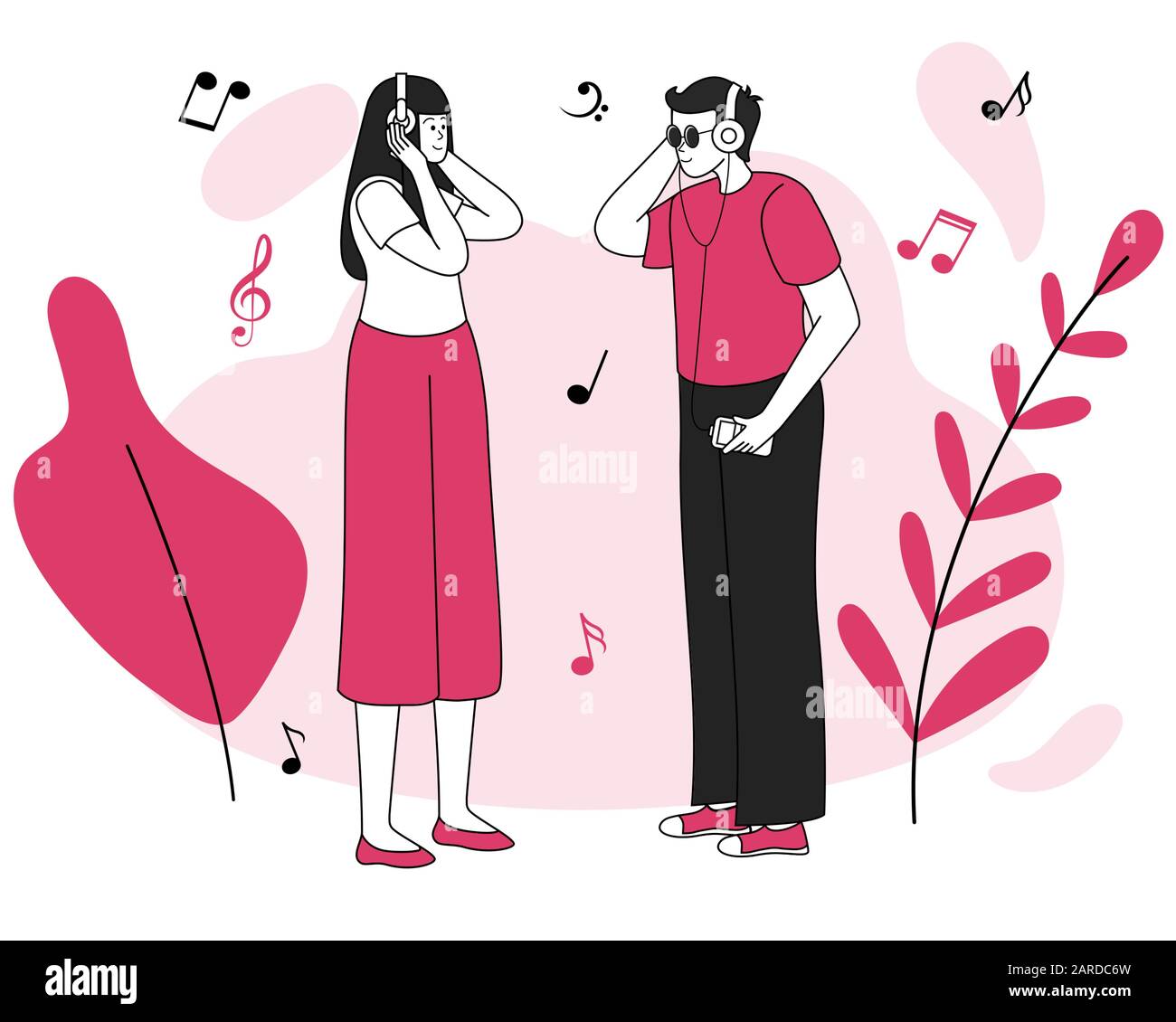 Music listeners meeting vector illustration. Good mood, pleasure ...