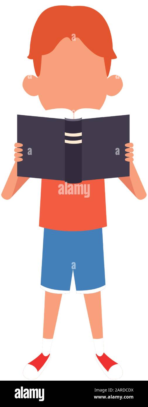 cartoon happy boy standing and reading a book Stock Vector Image & Art ...