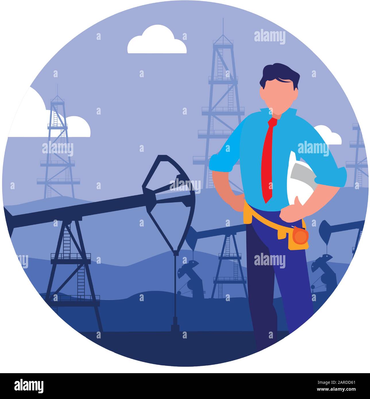Engineer working on oil rig Stock Vector Images - Alamy