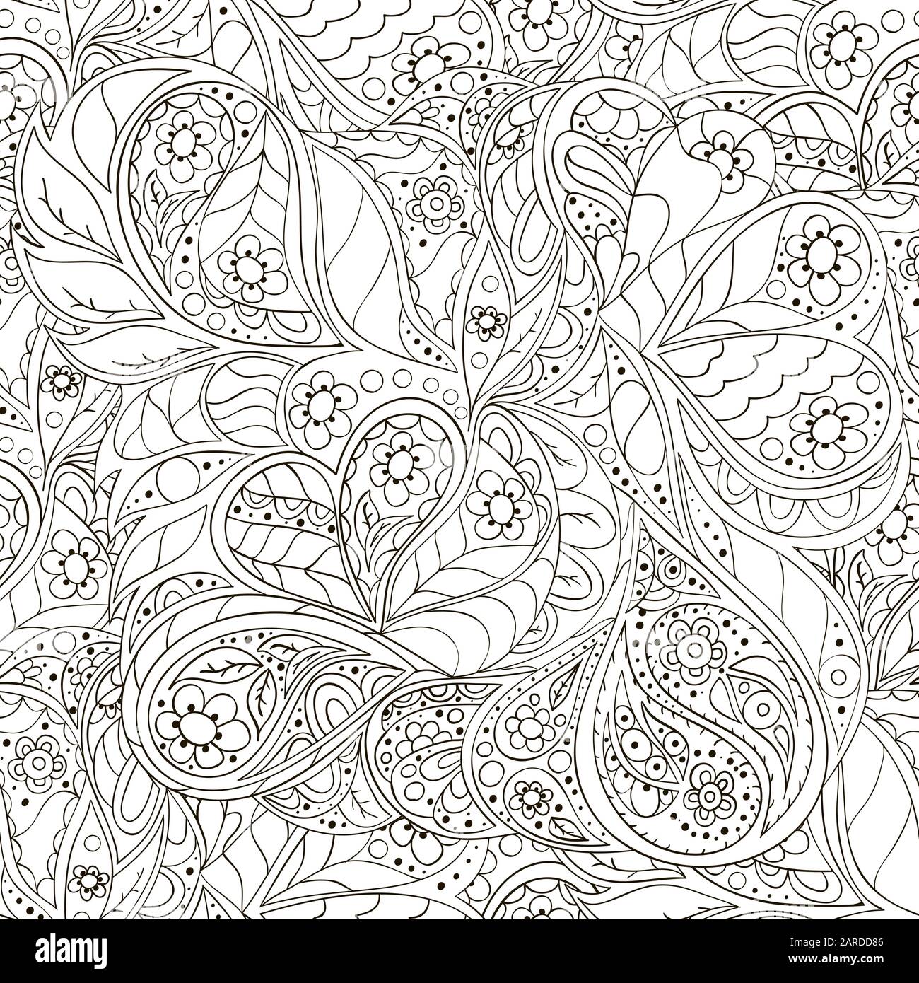 Seamless doodle pattern. Floral doodle wavy patterns. Cute background ...
