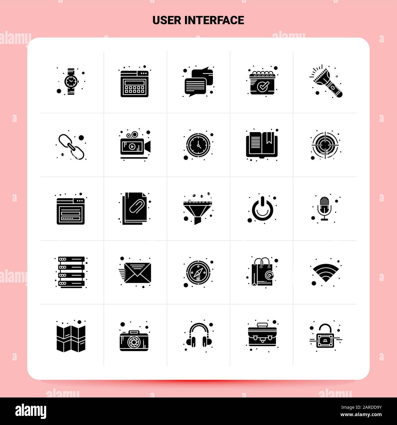 Set of mobile app icons black and white vector user hi-res stock ...