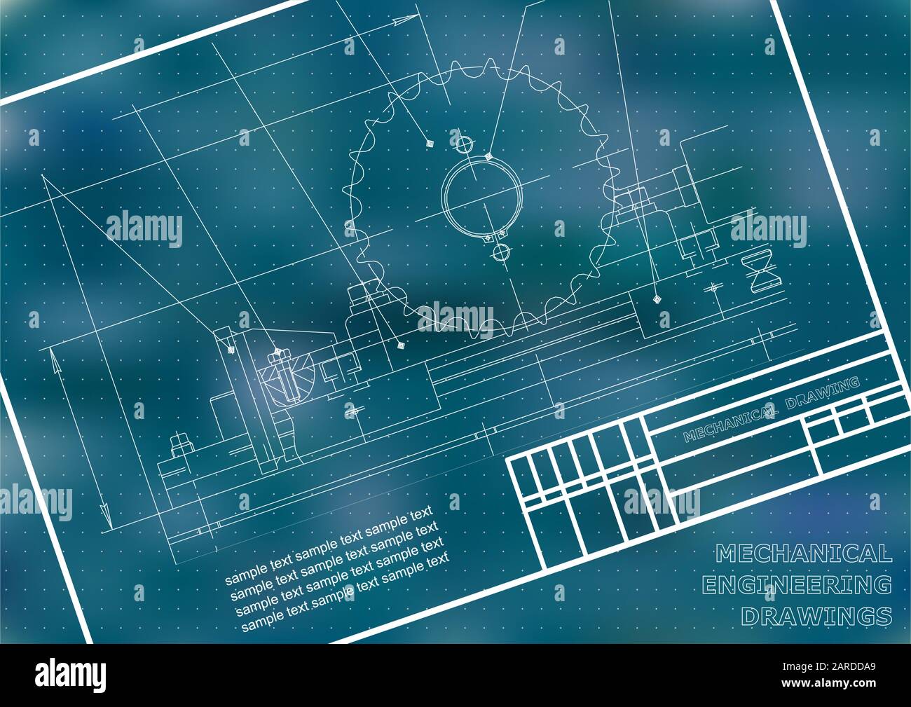 Mechanical drawings on a white background. Engineering illustration ...