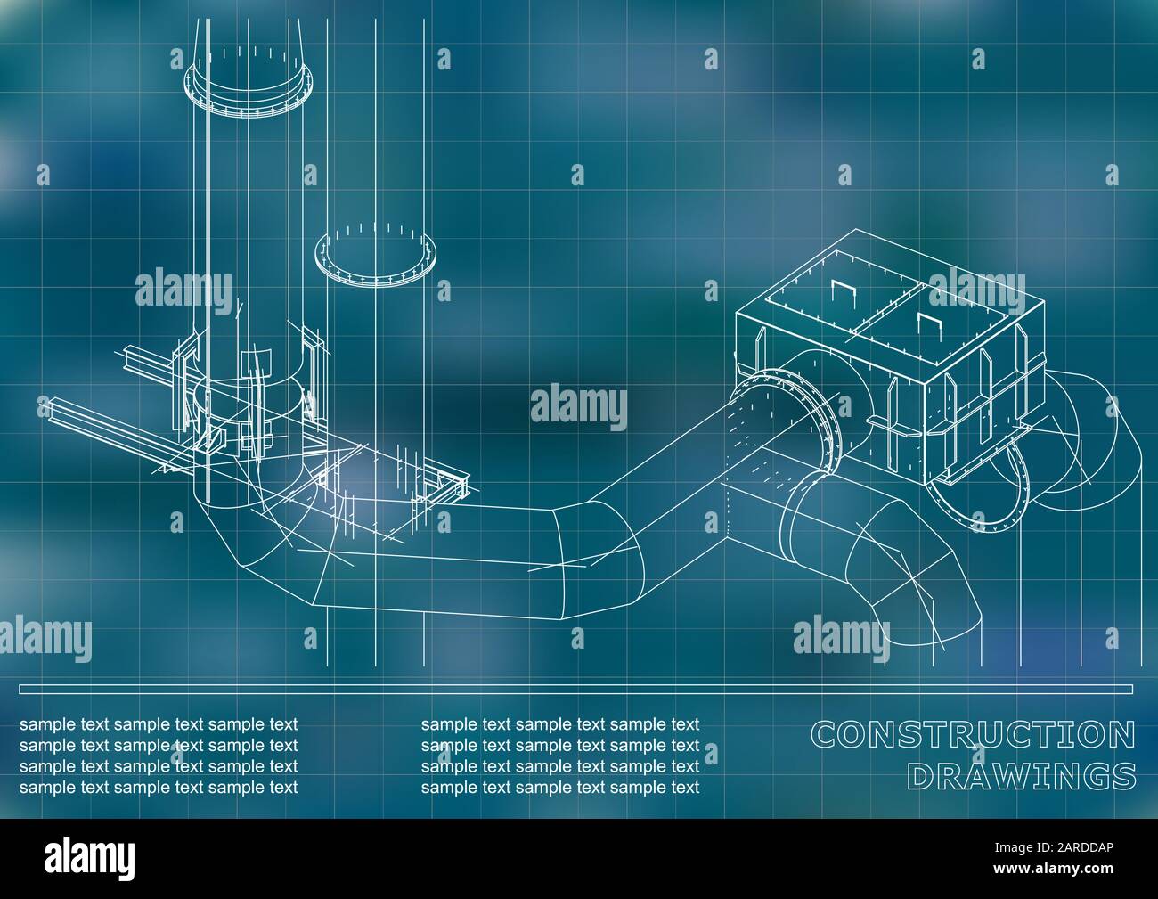 Construction drawings. 3D metal construction. Pipes, piping. Cover ...