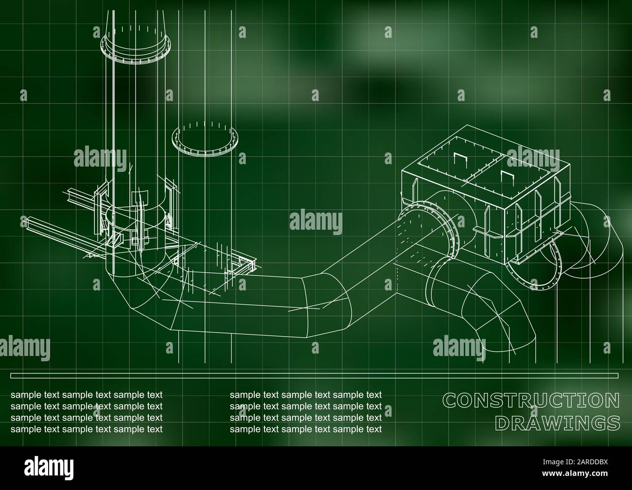 Construction drawings. 3D metal construction. Pipes, piping. Cover ...