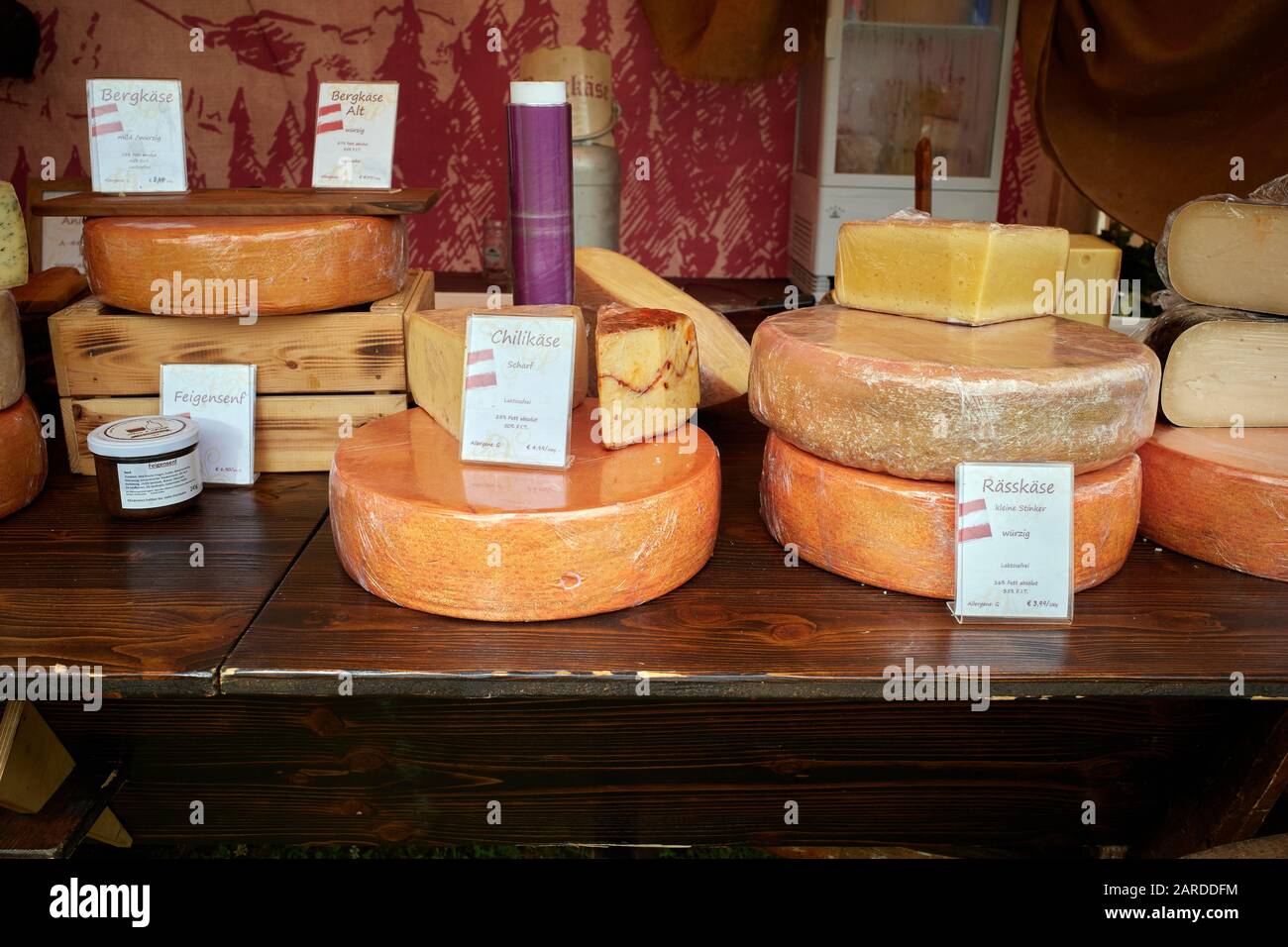 Haar, Germany - Jun 16, 2019: artisan cheese shop on the cart at ...