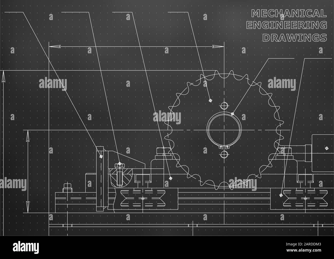 Mechanical engineering drawings. Vector Drawing. Black. Points Stock ...