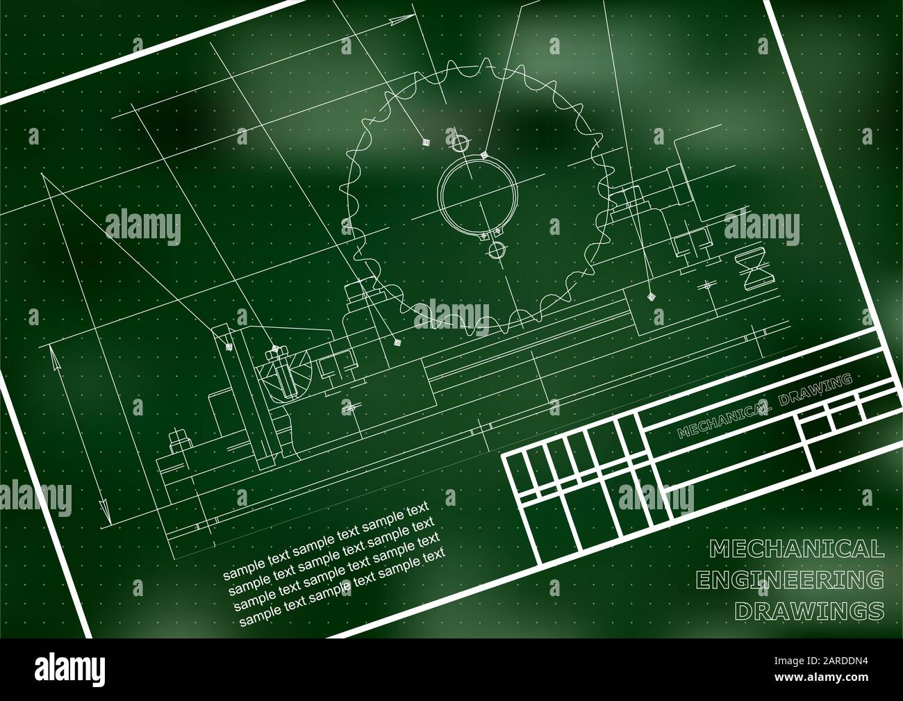 Mechanical drawings on a white background. Engineering illustration ...