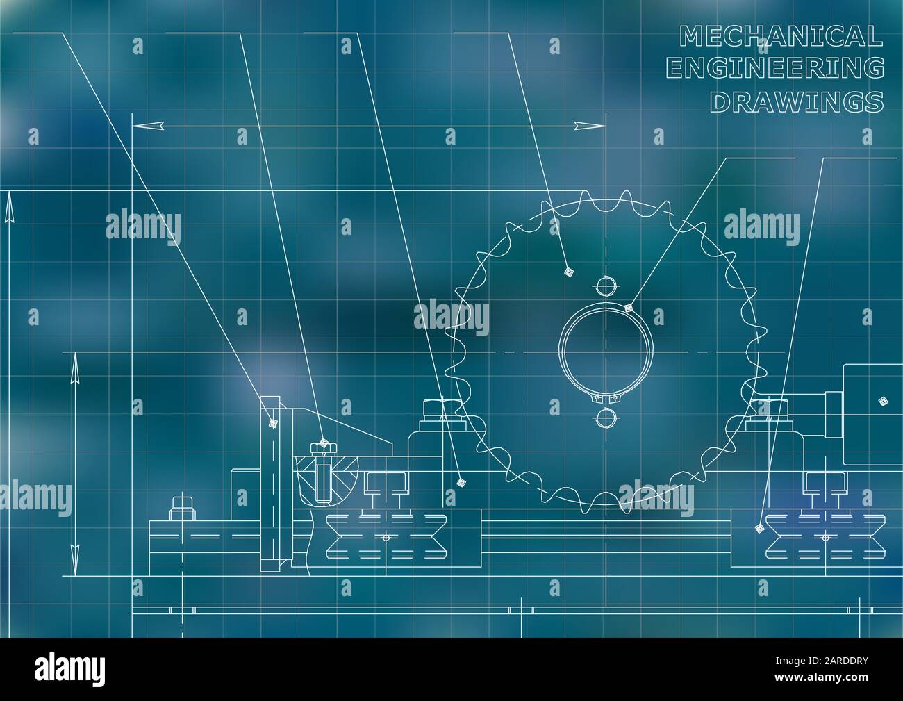 Mechanical engineering drawings. Vector Drawing. Blue. Grid Stock ...