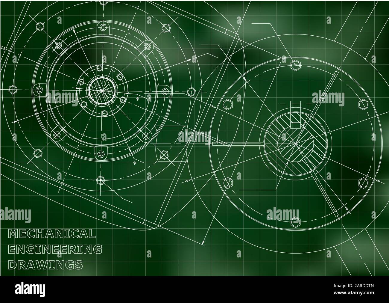 Mechanical engineering drawings. Vector background. Green. Grid Stock Vector Image & Art - Alamy