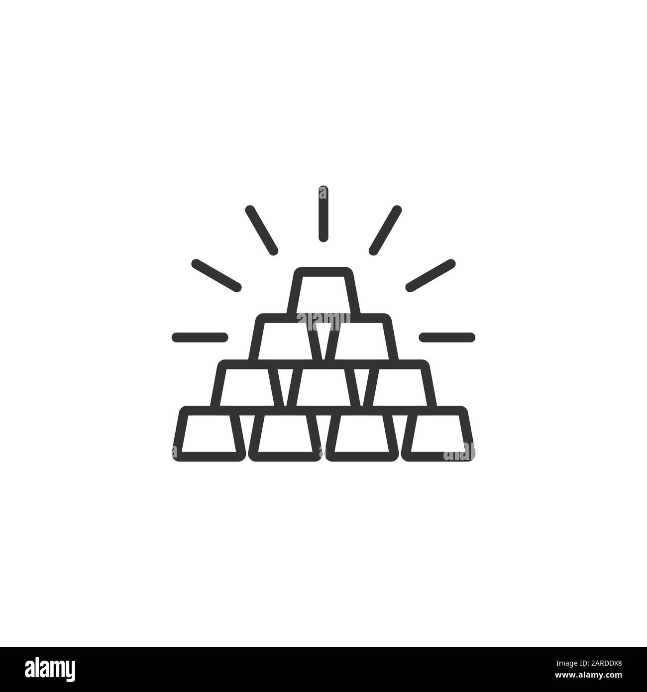 Gold stack icon in flat style. Silver brick vector illustration on ...