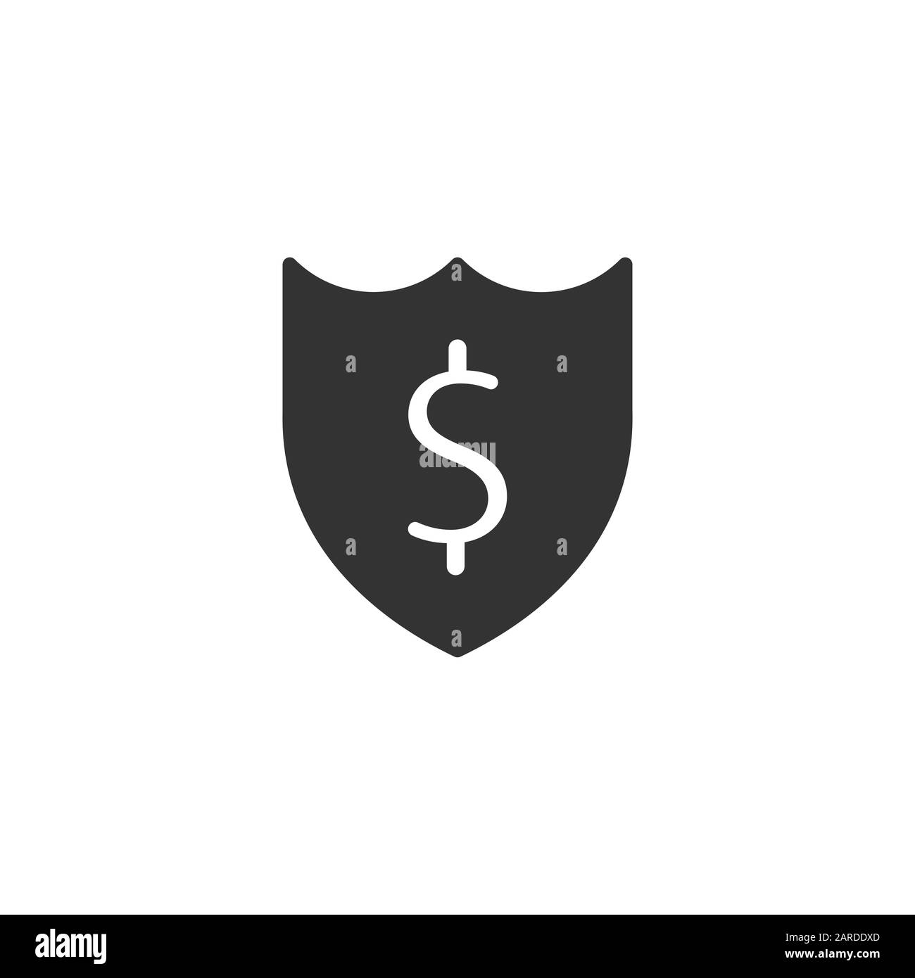 Shield with money icon in flat style. Cash protection vector ...