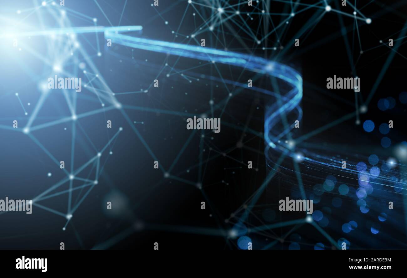 Abstract blue internet background with optical fiber light Stock Photo ...