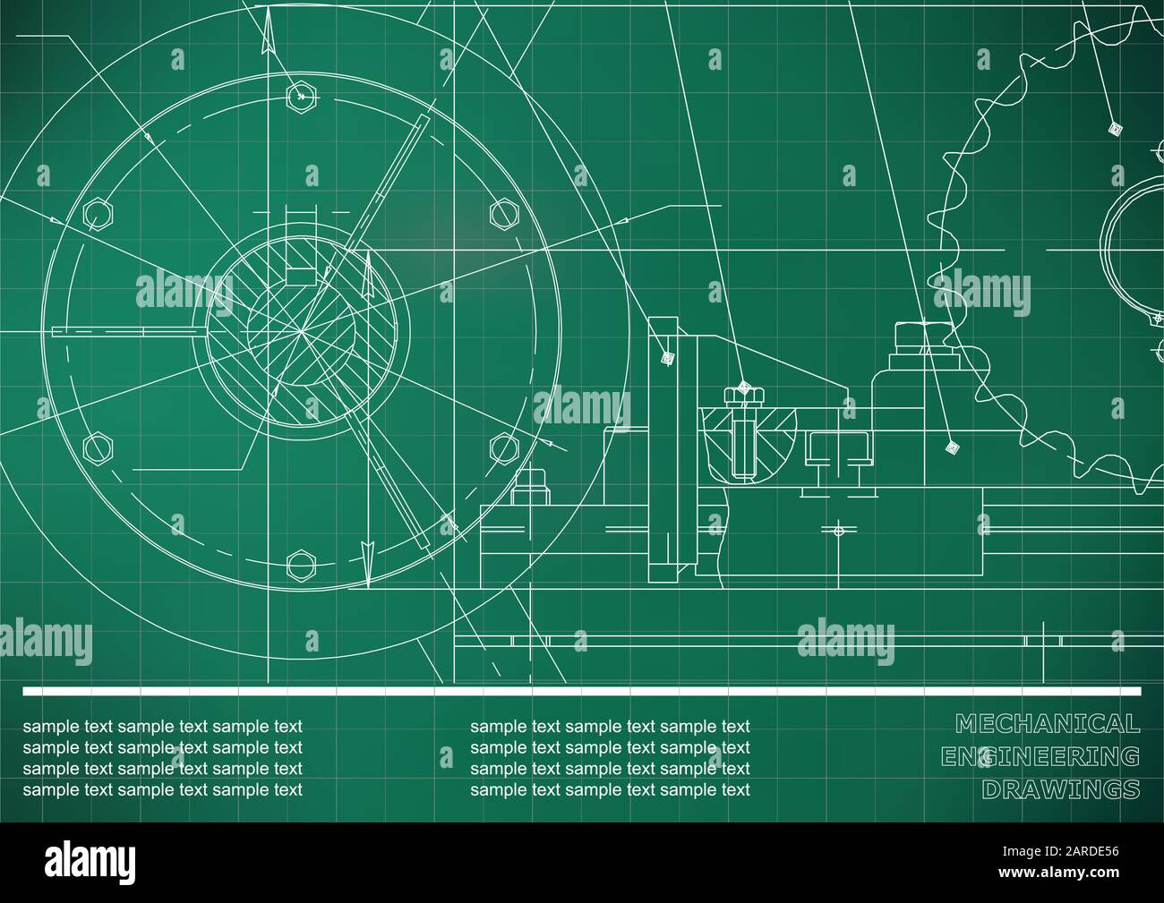 Vector drawing. Mechanical drawings. Engineering background. Light ...