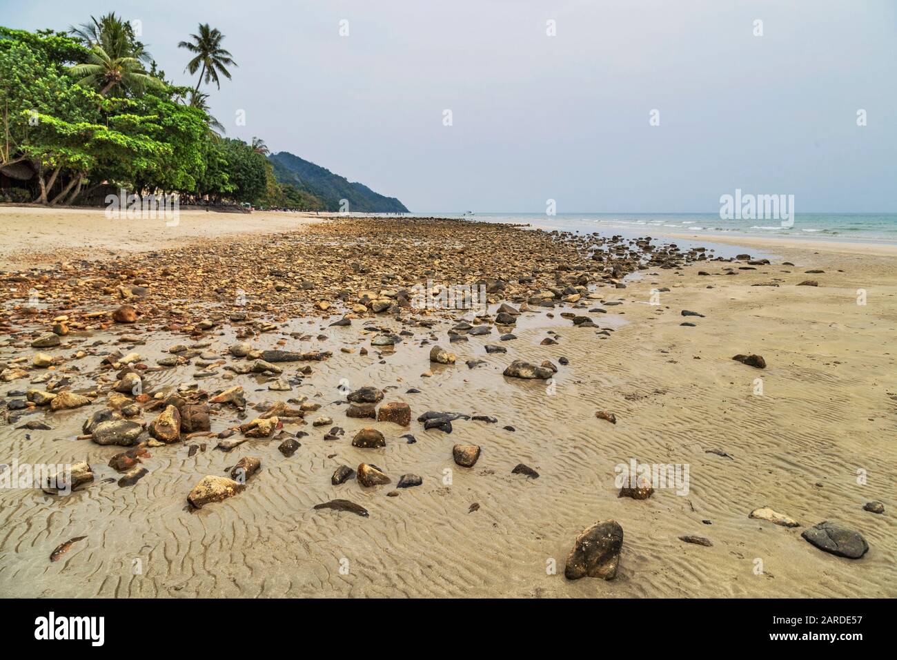 Tropical beach under gloomy sky hi-res stock photography and images - Alamy