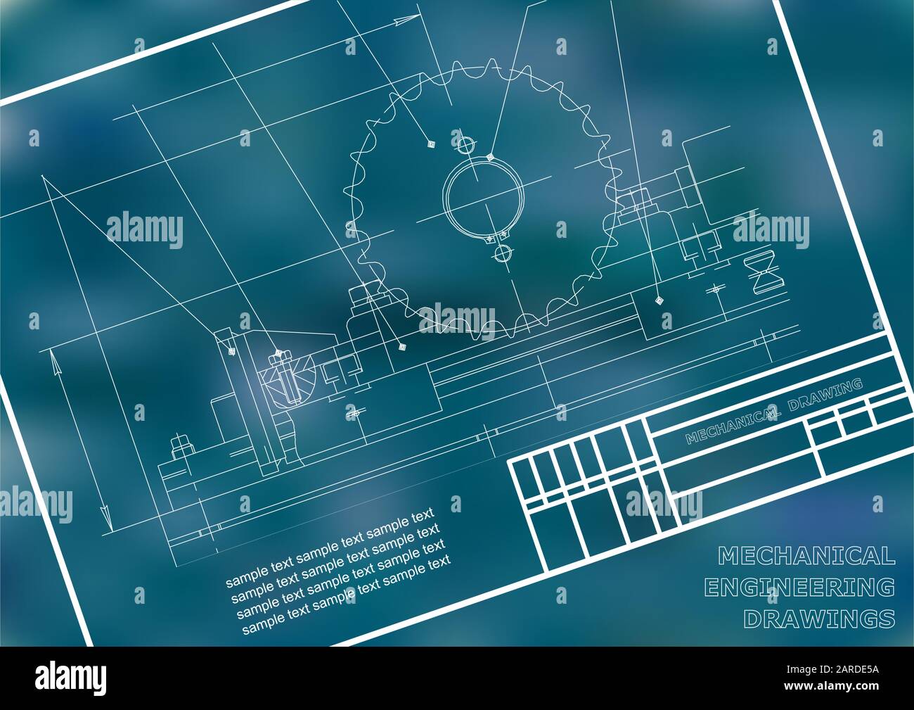 Mechanical drawings on a white background. Engineering illustration ...
