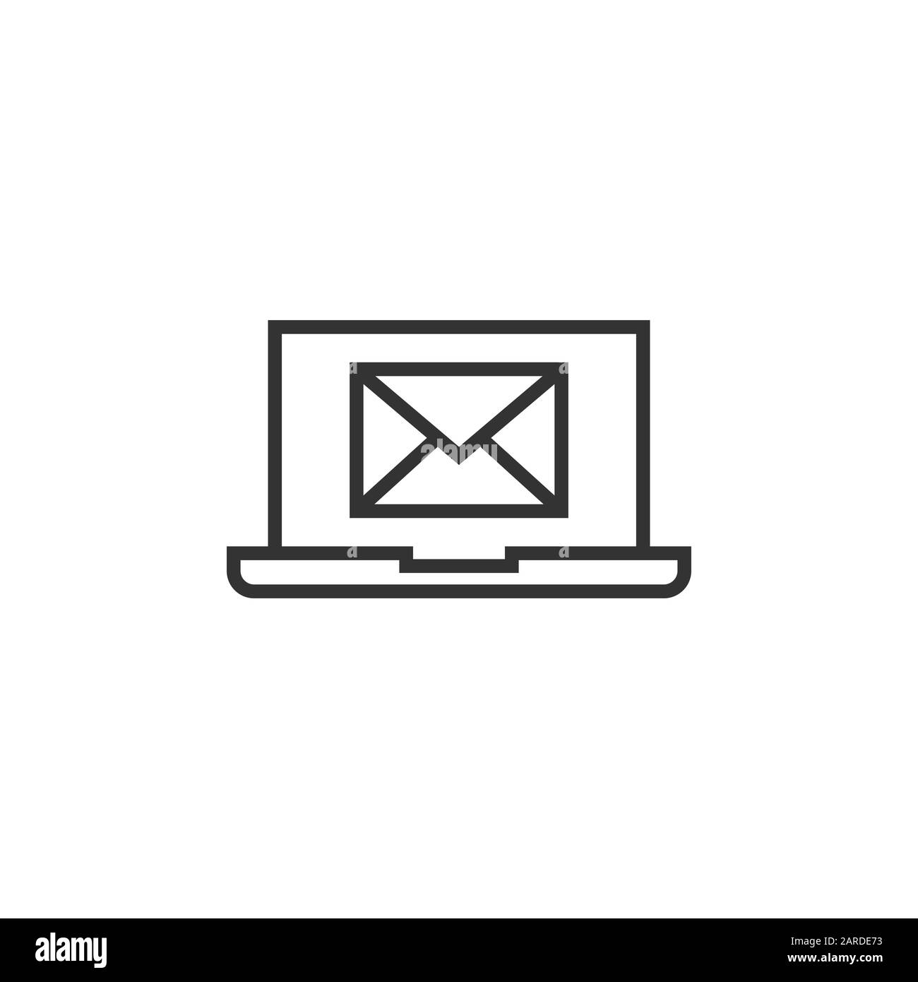 Laptop with email icon in flat style. Mail notification vector ...