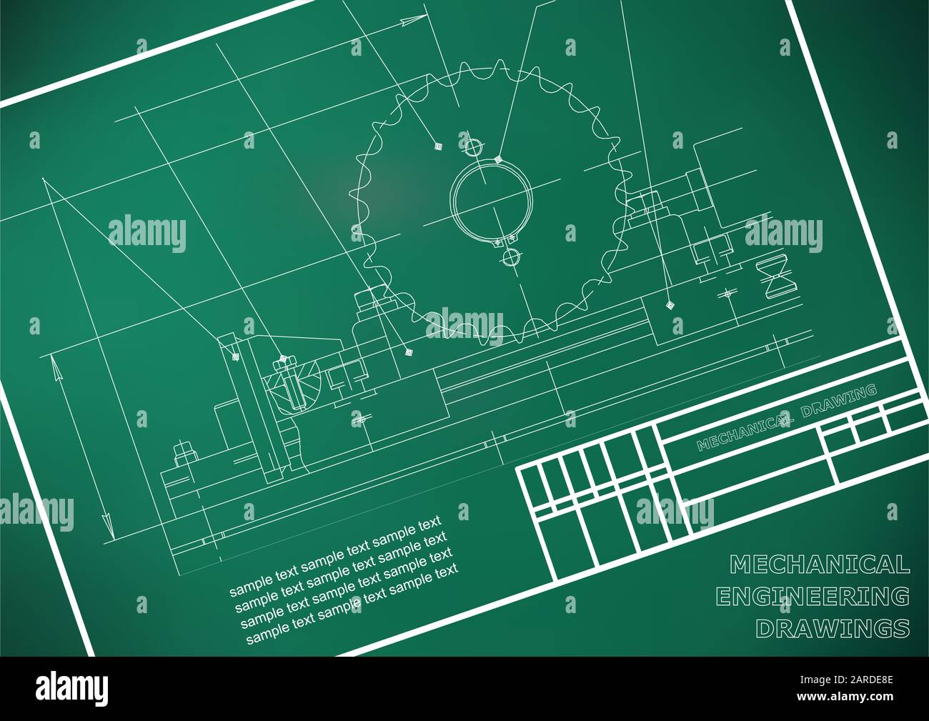Mechanical drawings on a white background. Engineering illustration ...