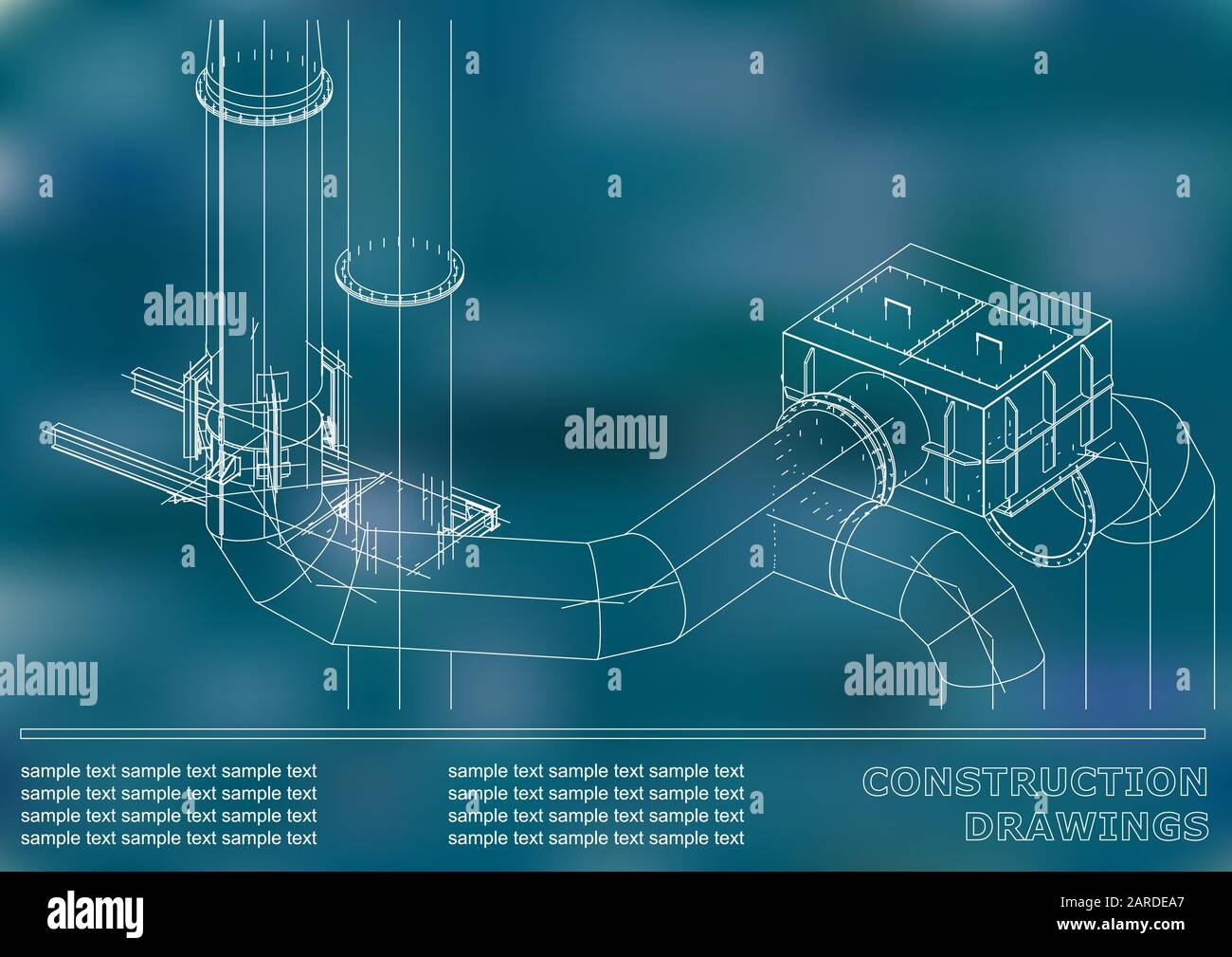 Construction drawings. 3D metal construction. Pipes, piping. Cover ...