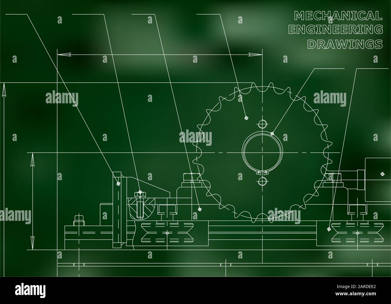Mechanical engineering drawings. Vector Drawing. Green Stock Vector ...
