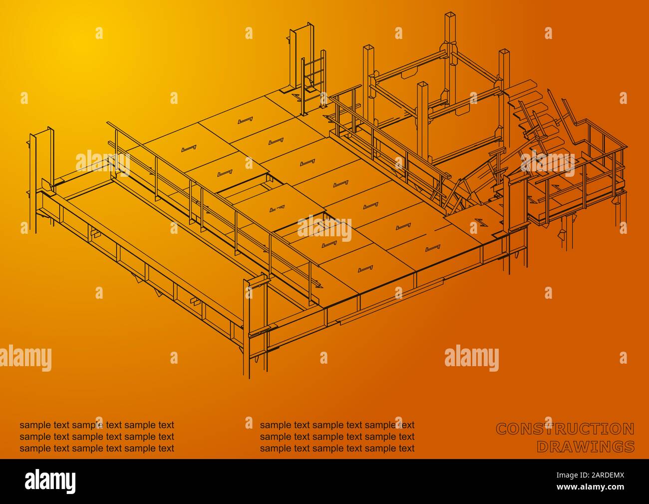 Building. Metal constructions. Volumetric constructions. 3D design ...
