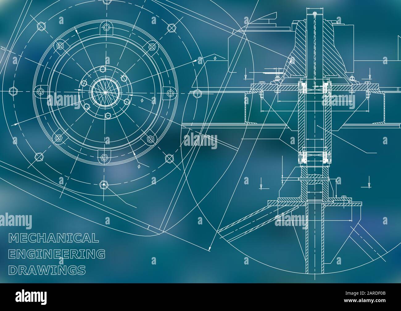 Mechanical engineering drawings. Vector. Blue Stock Vector Image & Art ...