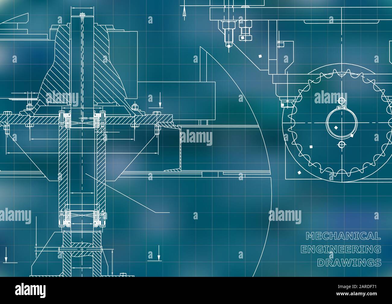 Blueprints. Mechanical engineering drawings. Cover. Banner. Technical ...