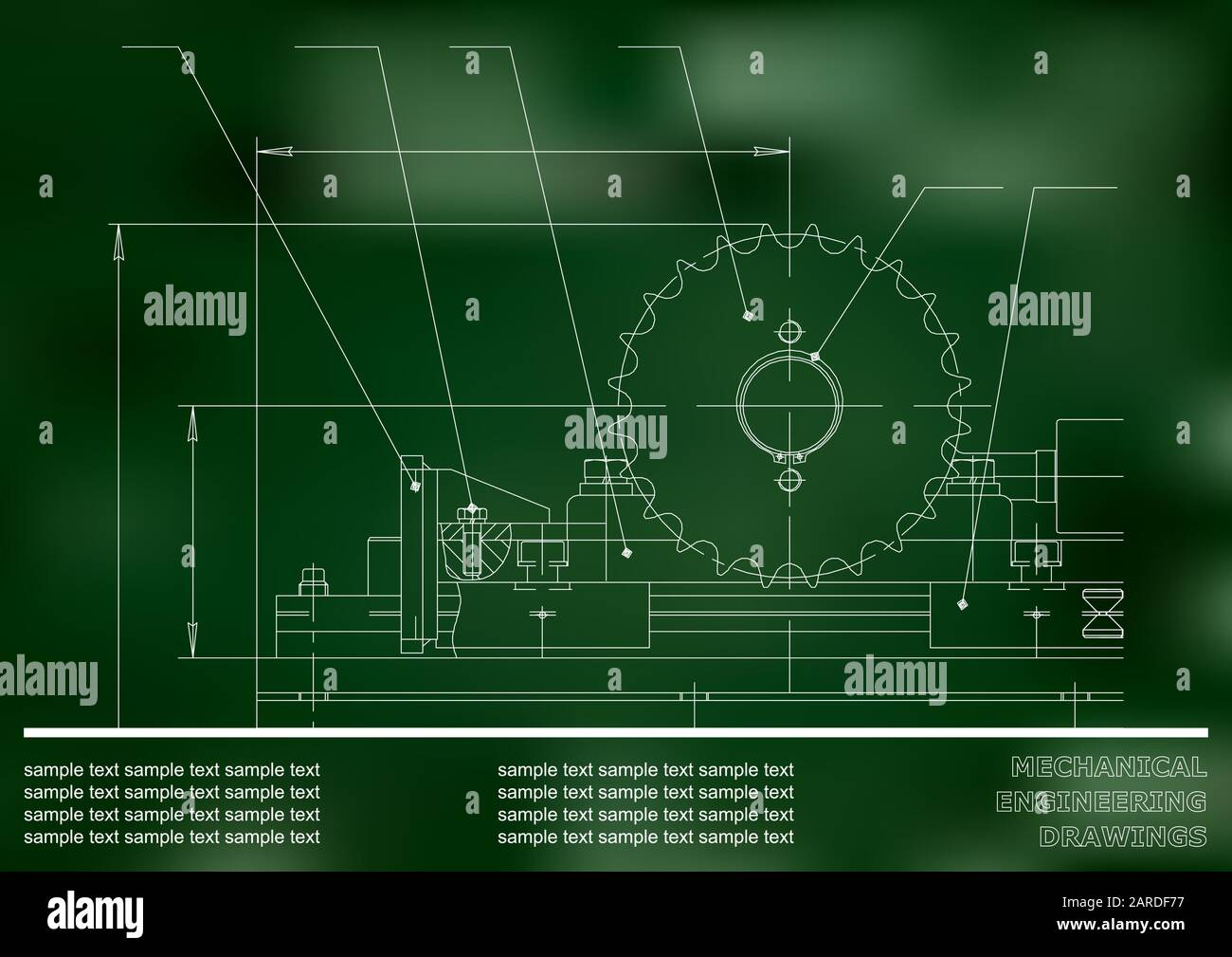 Mechanical drawings. Engineering illustration background. Green Stock ...