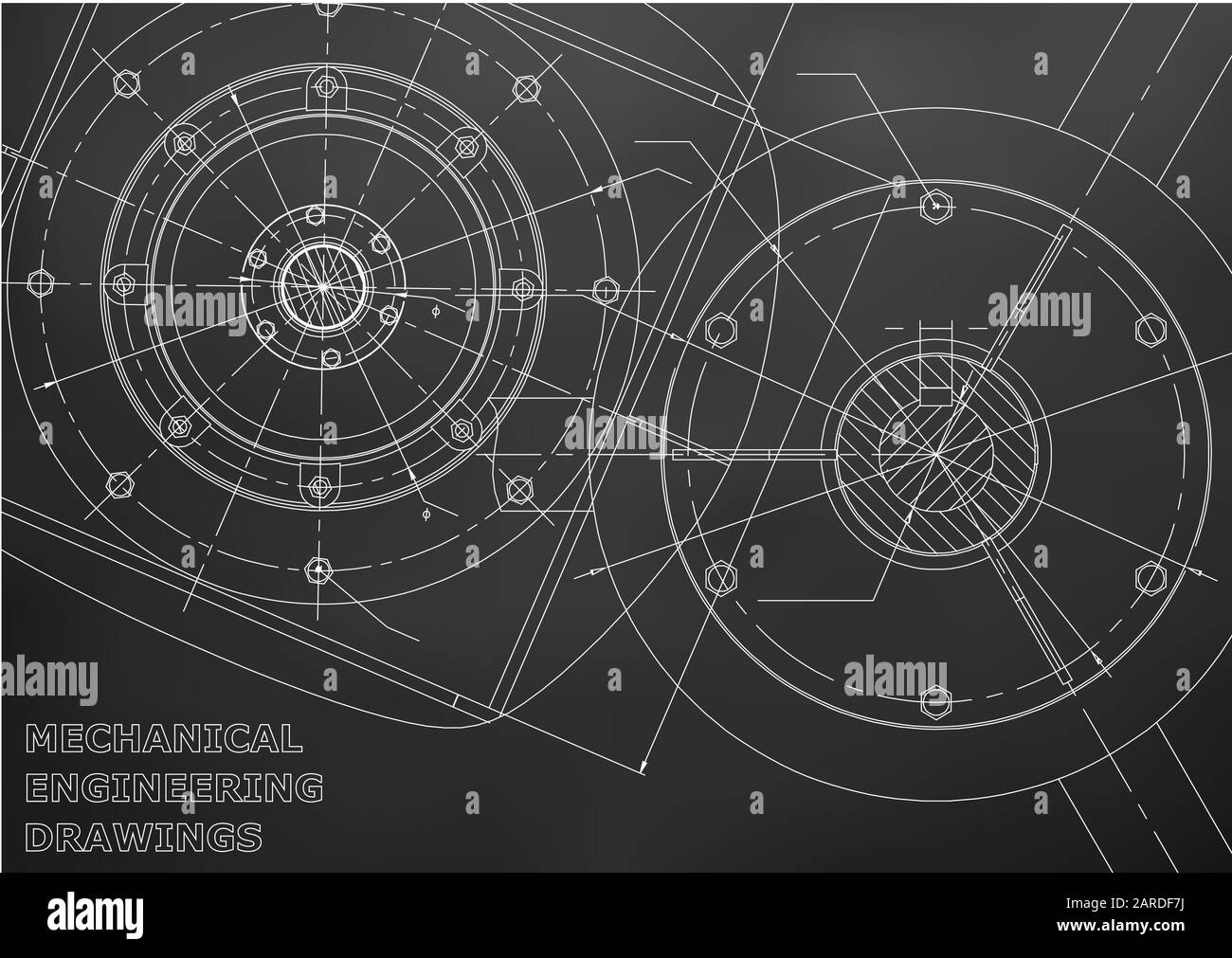Mechanical engineering drawings. Vector background. Black Stock Vector ...