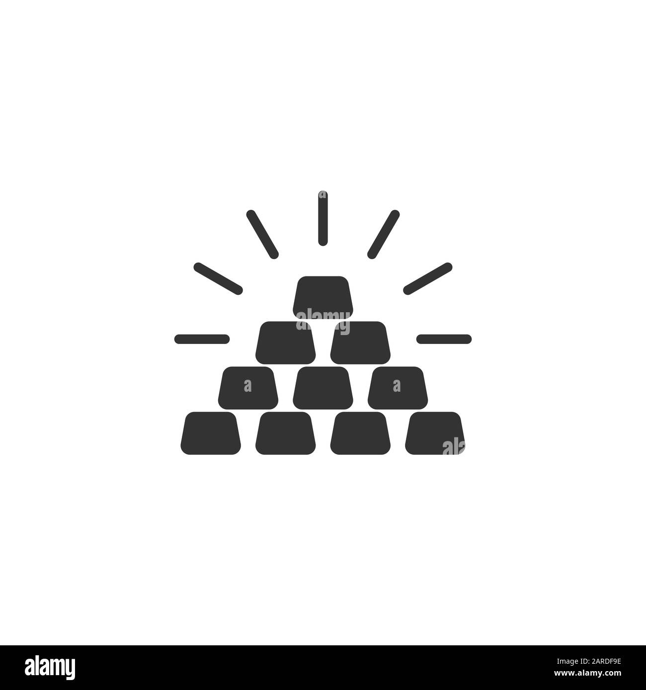 Gold stack icon in flat style. Silver brick vector illustration on ...