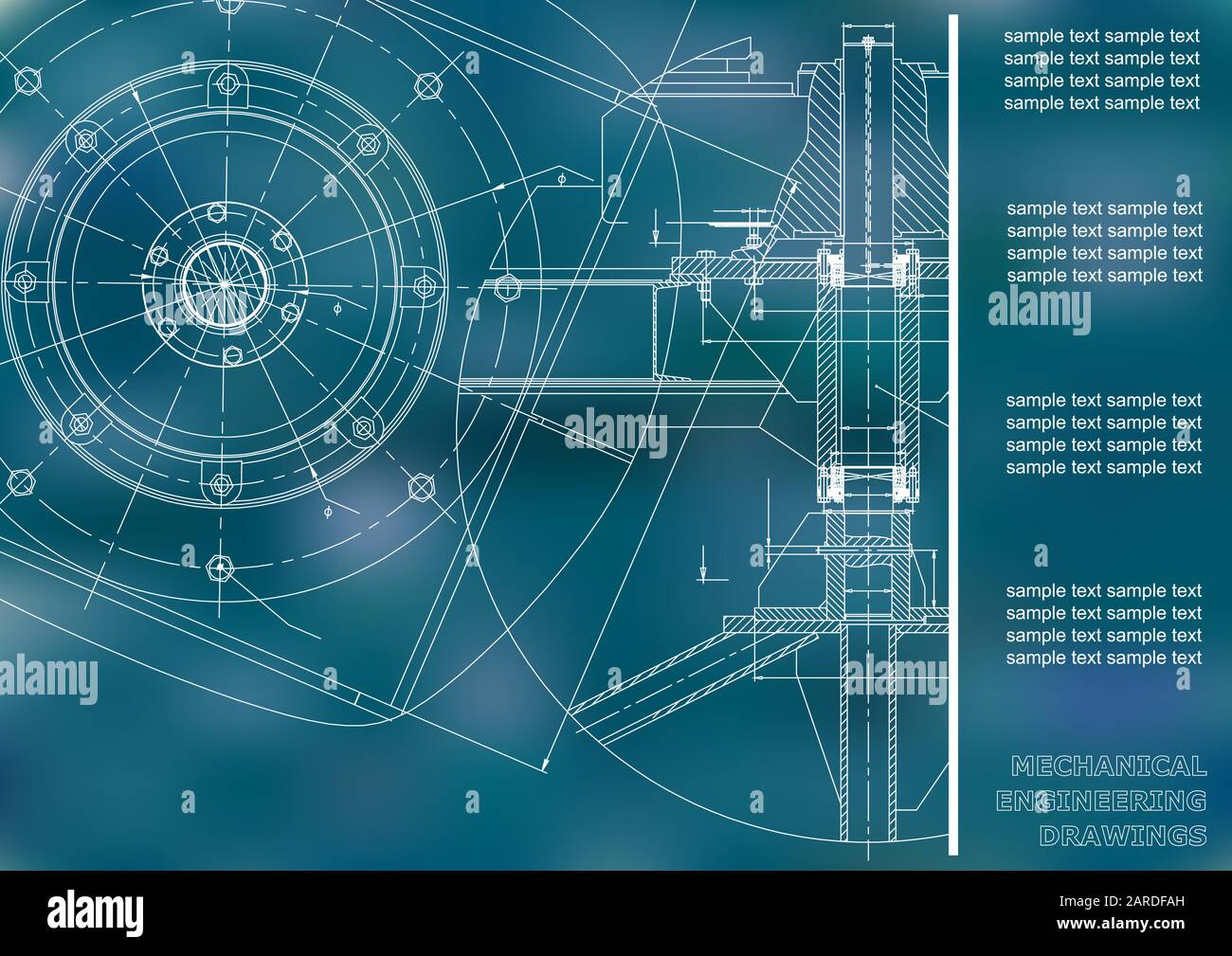 Mechanical engineering drawings. Vector engineering drawing. Blue Stock ...