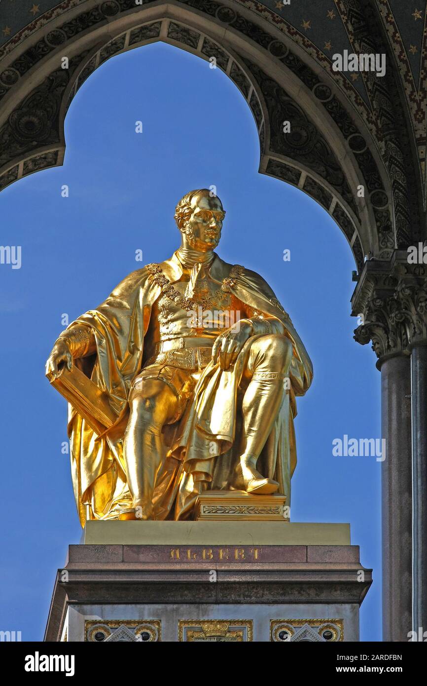 Golden sculpture of prince Albert in memorial Stock Photo - Alamy